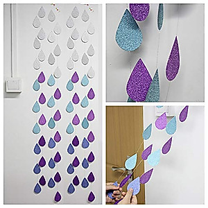 Lauthen.S Raindrop Garland, 38ft Glitter Paper Garland for Baby Shower Birthday Wedding Backdrop Party Hanging Decoration Nursery Home Ornaments Pink