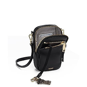 TUMI Voyageur Katy Crossbody - Crossbody Purse for Holding Phone & More - Women's Sling Bag - Black Leather & Gold Hardware