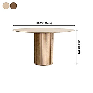 LITFAD Round Pedestal Modern Dining Table Wood Color Fixed Table of Solid Wood Simplicity Style Dining Room Home Furniture Kitchen Table - Natural 51.2" L x 51.2" W x 29.5" H
