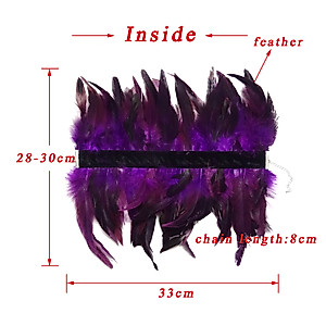 L'vow Gothic Victorian Natural Feather Choker Neck Wrap Collar for Halloween Party(Purple)