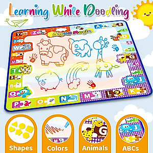 YEEBAY Water Doodle Mat,Learing Toys for 3,4 Year Old Girls/Boys - Mess Free Painting Writing Doodle Activity Mat - Ideal Gifts for Aged 3+ Toddler, Kids