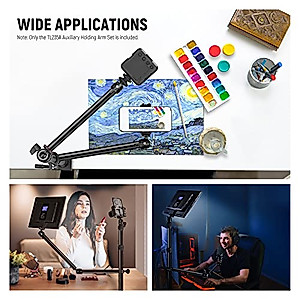 NEEWER Camera Desk Mount Stand with Two Auxiliary Holding Arms, Overhead Camera Mount Tabletop C Clamp 360° Swivel Ball Heads for DSLR, Webcam, Photography, Videography, Live Streaming, Zoom Calls