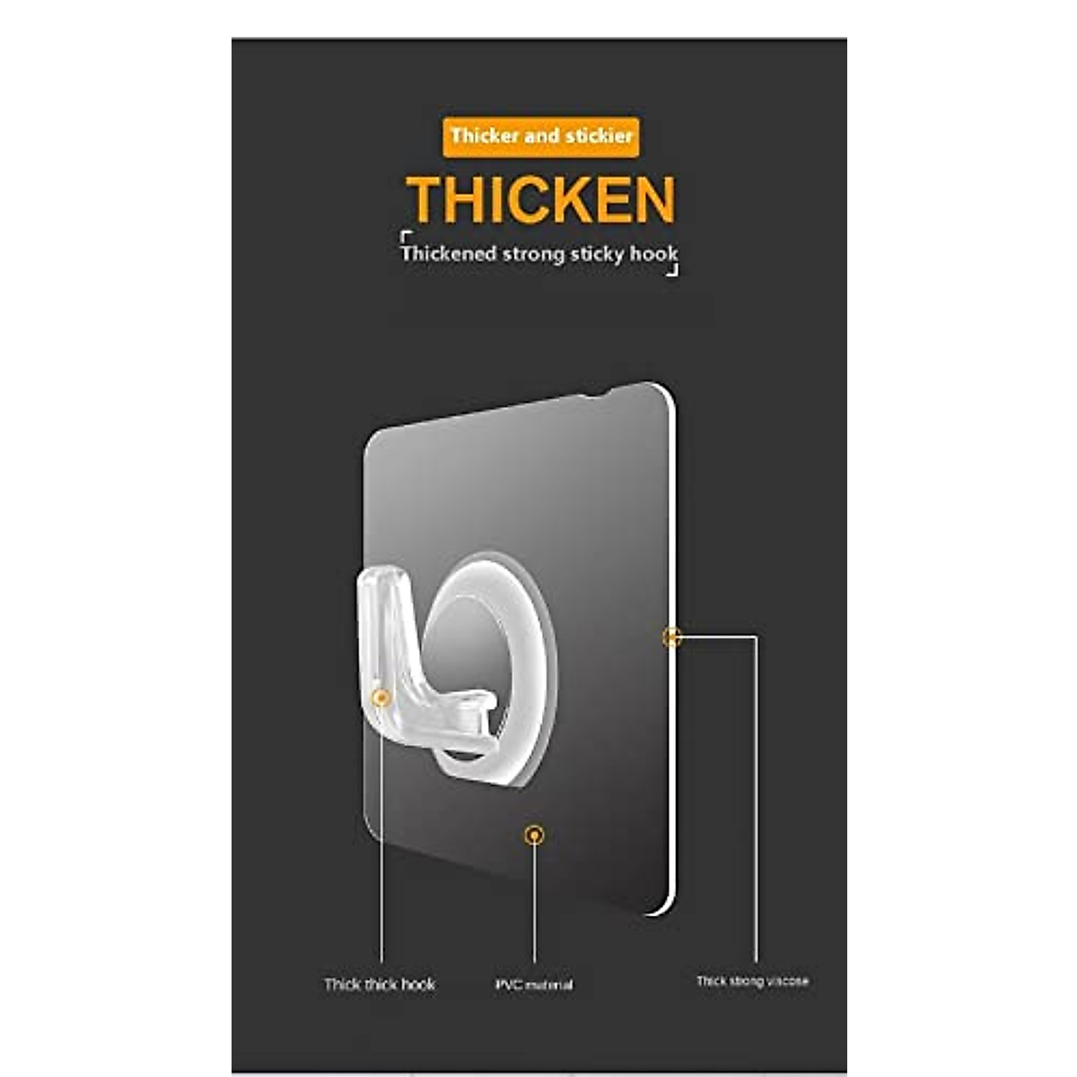 CQCZB Transparent Self-Adhesive Hook Wall Hook, Suitable for Bathroom,Kitchen Home Office Stainless Steel Wall,WaterproofPunch-freeNail-freeStickyHookPlasticMulti-Purpose (B---20PCS)