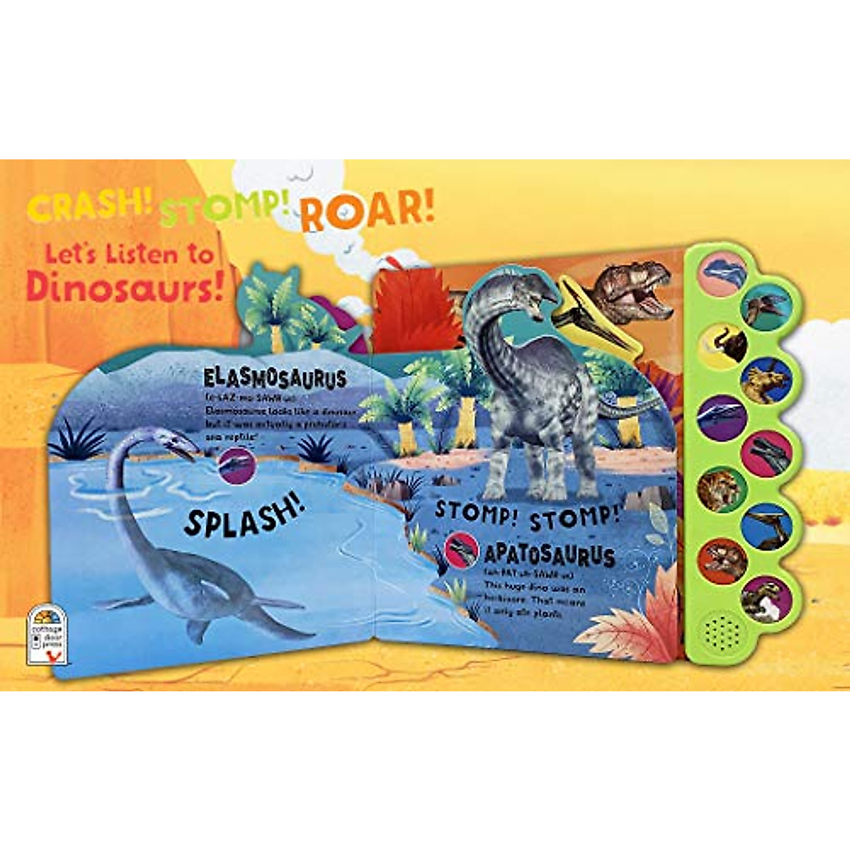Crash! Stomp! Roar! Let's Listen To Dinosaurs! 10-Button Sound Book, Gifts For Little Dino Lovers