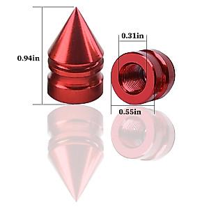 Osilly Car Tire Valve Caps, 8 Pack Spike Aluminium Alloy Auto Air Pressure Stem Caps, Universal Dust-Proof Car Tire Valve Trim Accessories, Fit for Cars, Trucks, SUVs and Motorcycles (Red)
