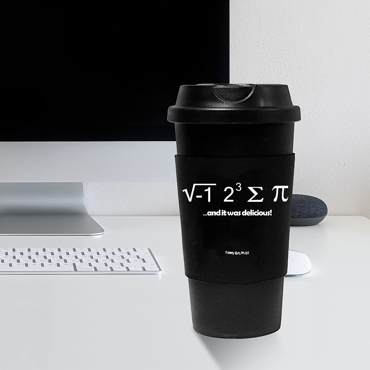 Funny Guy Mugs Have You Tried Turning It Off And On Again Travel Tumbler With Removable Insulated Silicone Sleeve, White, 16-Ounce