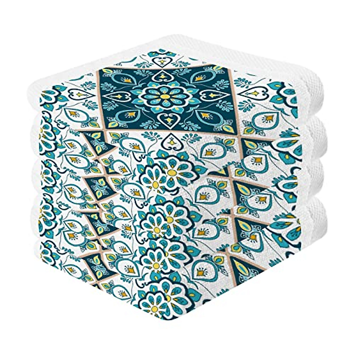 xigua Texture Green Wash Cloths 6 Pack - 12 x 12 Inch Super Soft Washcloths for Your Face and Body - 100% Cotton Highly Absorbent Baby Face Towel