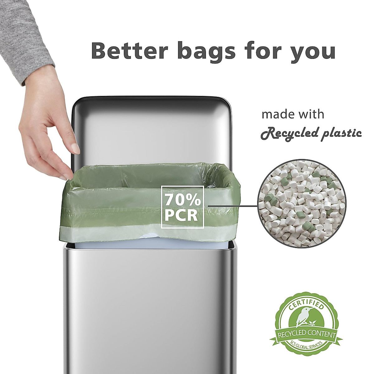 Small Trash Bags 125 Count, Zeuste No-Tearing 2.6-3 Gallon Trash Bag 70% PCR Content Drawstring Small Trash Bags Bathroom Trash Bags Separated Unscented 2 Gallon Trash Bag for Office, Kitchen, Pet