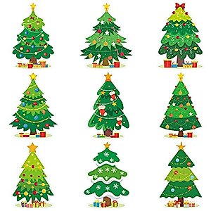 45 Pcs Christmas Tree Cutouts Bulletin Board Decorations Double-Sided Winter Classroom Home Décor