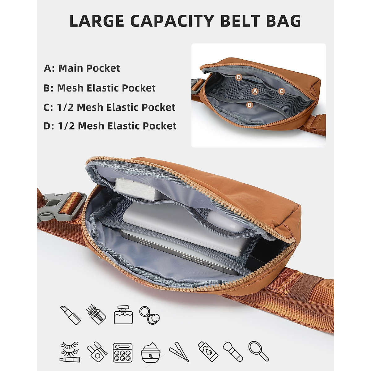 fanny pack,crossbody bags for women trendy,mini belt bag,fashion waistpacks,sling bag for men,waist bag,for Workout Running Traveling Hiking,brown