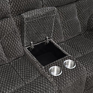 New Classic Furniture Bravo Polyester Console Loveseat with Power Footrest, Charcoal