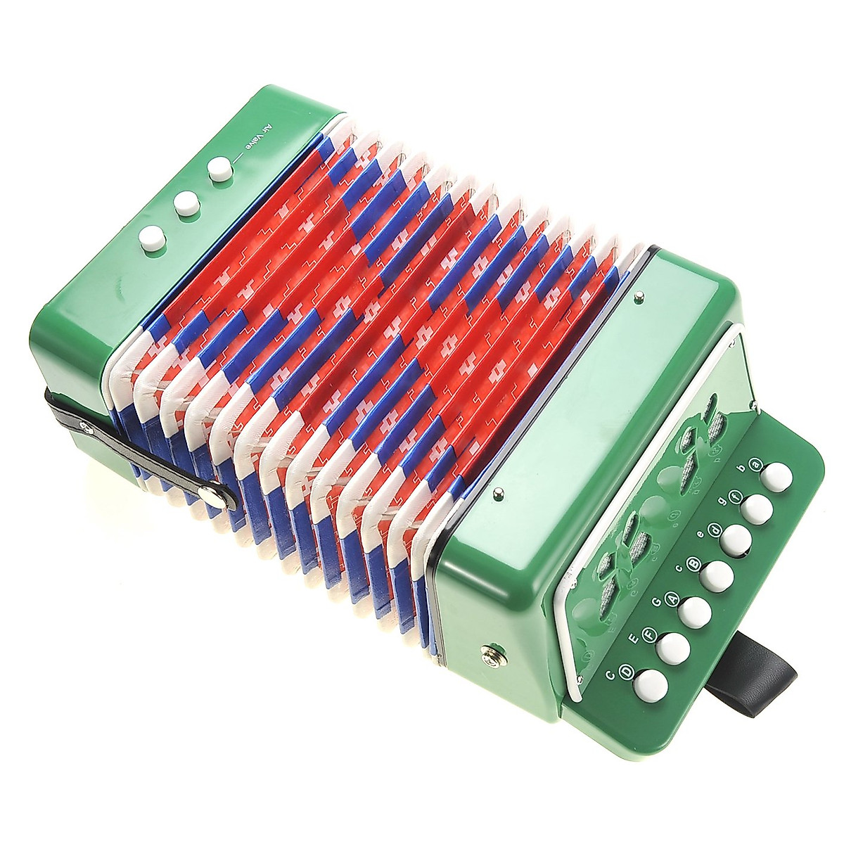 PowerTRC Kids Accordion, Musical Instruments for Kids Ages 9-12, Beginner Toddlers Children Mini Toy Accordian 10 Keys Button Control Light Weight (Green)