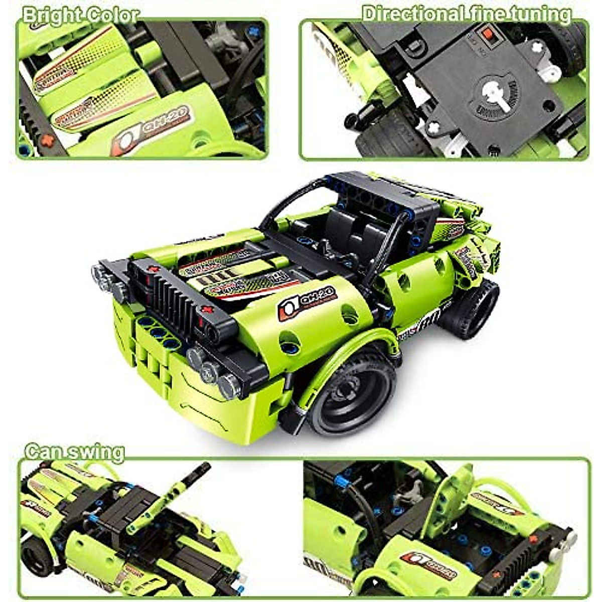 STEM Building Toys for Kids, 335 Piece Building Kit 2 in 1 Remote Control Racing Car Snap Together Engineering Kits Early Learning Racecar Building Blocks Best Gift for 6＋Year Old Boys and Girls