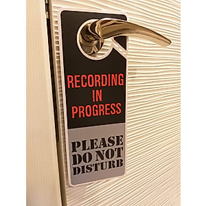 CLEVER SIGNS Recording in Progress - Please Do Not Disturb Sign, Door Knob Hanger 2 Pack, Double Sided, Ideal for Using in Any Room.
