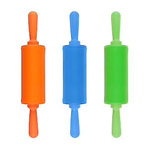 Tomaibaby 3PCS Kids Rolling Pin, 8.9 inch Plastic Dough Roller Mini Rolling Pin Non-stick Rolling Pins for Home Kitchen Fondant Pastry Baking (Random Color)