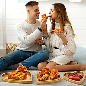 Patelai 3 Pieces Wooden Serving Tray Plate Dish for Snacks, Cookies, Fruits Cheese Display Food Dish Home Office (Heart)