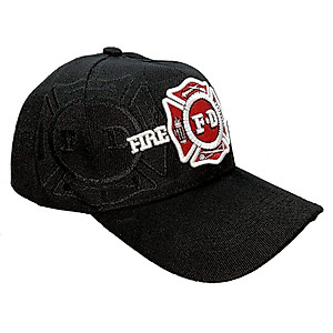 Black Duck Brand Embroidered Fire Department Baseball Hat/Cap (Black) One Size