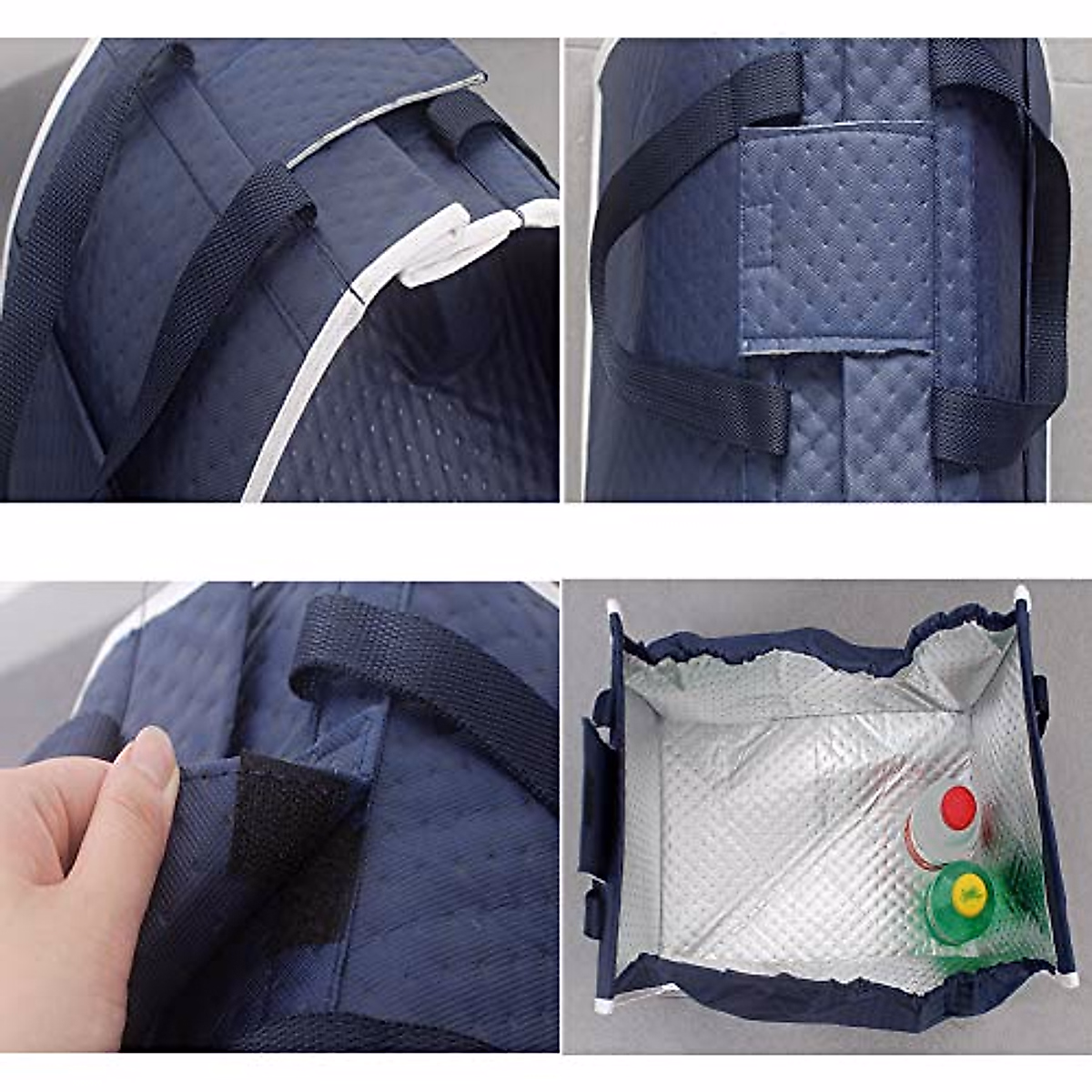 Reusable Grab Bags Insulated Food Storage Bag, Collapsible Grocery Tote Bags with Handles, Grab and Go Bag Shopping Trolley Bag Clip on Shopping Cart As Seen On TV