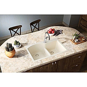 Elkay Quartz Luxe ELXH3322RPA0 Parchment Offset 60/40 Double Bowl Top Mount Sink with Aqua Divide