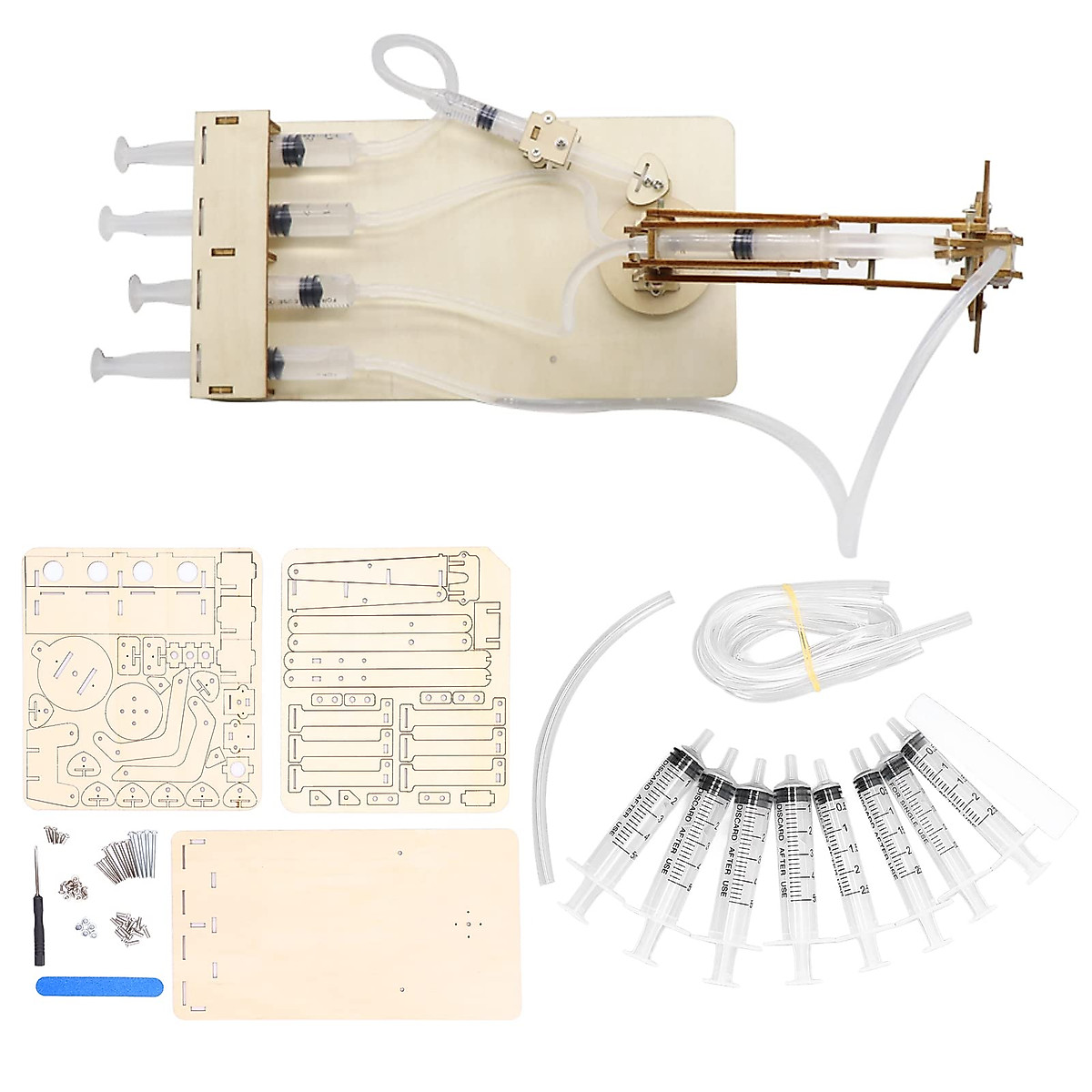 Robot Arm, Robot Arm, Robot Arm Model, Wooden Hydraulic Mechanical Jaws DIY Excavator Starter Kit STEM Science Educational Building Toy, Science Kits