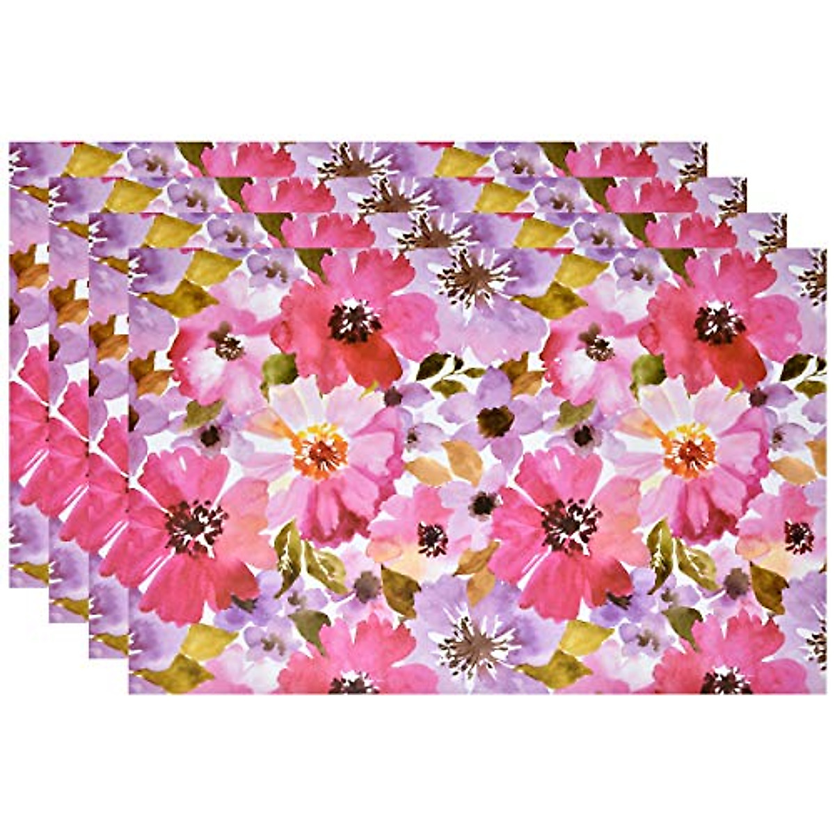 50 Disposable Floral Paper Place Mats 11”x 17” Rectangle Colorful Watercolor Flowers Coated Placemat for Spring Flower Blooms Table Setting Mat Dinner Bridal Shower Wedding Graduation Party Decor