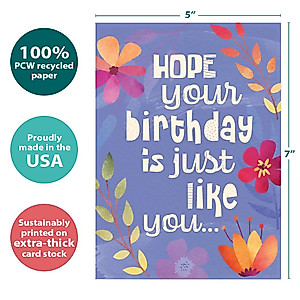 Tree-Free Greetings - Birthday Cards - Artful Designs - 1 Card + Matching Envelopes - Made in USA - 100% Recycled Paper - 5"x7" - The Best (GO61207)