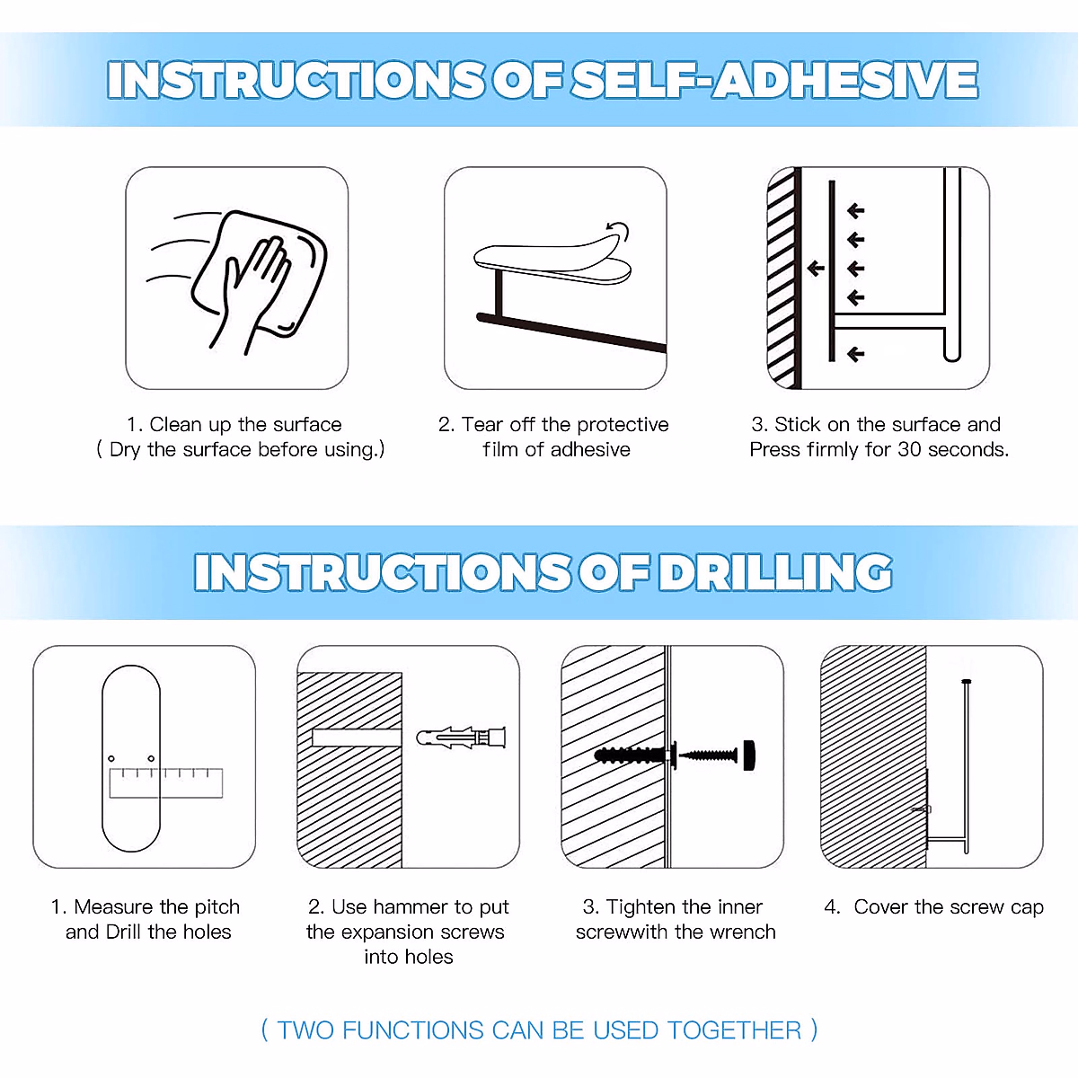 Paper Towel Holder, Adhesive Paper Towel Holder Under Cabinet, SUS304 Stainless Steel Wall Mount Paper Towel Holder for Kitchen, Countertop, Cabinet, Bathroom