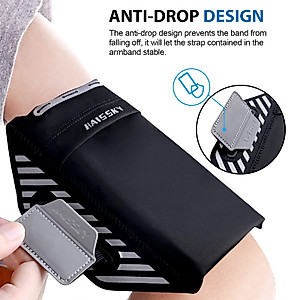 Running Cell Phone Armband with Earbuds Pocket, Up to 6.7 inch Phone Key Holder for iPhone 14 Pro Max/12 13 14 Pro/11/XS/XR/X, Sports Arm Bands with Strap for Runners, Women, Men, Exercise & Gym