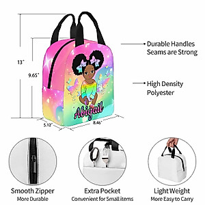 InterestPrint Custom Girls Backpack with Lunch Box, Customized Multiple Bookbag Lunch Bag Set with Name Personalized Shoulder Bag Casual Daypack for Daughter Niece
