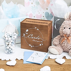 Daily Venture Wood Card Box with Slot & Lid | Assembled Card Box for Party | Rustic Wood Card Box for Wedding, Envelope Gift Box for Reception, Baby Shower, Wedding Card Box for Cards and Money
