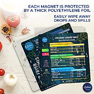 LOTTELI KITCHEN Air Fryer & Pressure Cooker Magnetic Cheat Sheet Set, Air Fryer Accessories Cook Times, Instapot Accessory Magnet Sheet Quick Reference Guide for Cooking and Frying (Black Bundle)