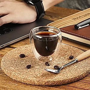 triaqua Espresso Cups, 2.8oz, Set of 2, Double Walled Glasses, Insulated Borosilicate Tea Cups