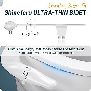 Shineforu Bidet Ultra-Slim Bidet Attachment for Toilet, Minimalist and Stylish Dual Nozzle (Frontal and Rear Wash) Non-Electric Fresh Water Bidet, Easy to Install and Use (Silver/White)