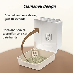 Cat Litter Box Large Foldable Anti-Splash with Door Wooden House Fully Enclosed cat Litter Box pet Supplies cat Litter bo (Matcha Color)