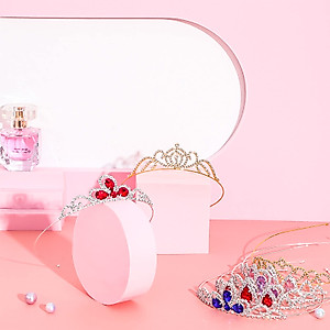 Haull 16 Pieces Girls Colorful Crystal Rhinestone Tiara Headband Princess Crown for Birthday Parties, Hair Styling, School Activities, Festival Celebrations