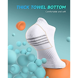 TANSTC Socks for Women & Men 6 Pairs, No-Show Running Socks, Ankle Socks Athletic Cushioned Breathable Low Cut Tab With Arch Support