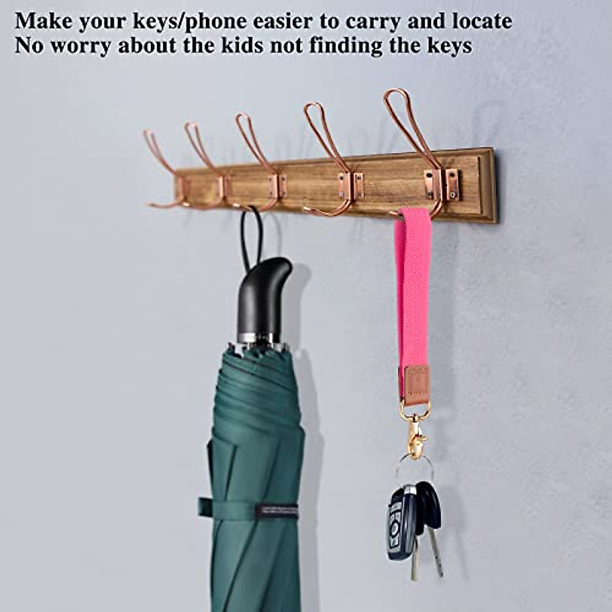 Fishent Braided Wristlet Keychain, Cute Wrist Lanyards for Keys, Upgraded Stretchy Key Chain Holder for Women Men, Wrist Strap Keychain for Car Keys Phone Camera Wallet ID Badges Card (Pink)