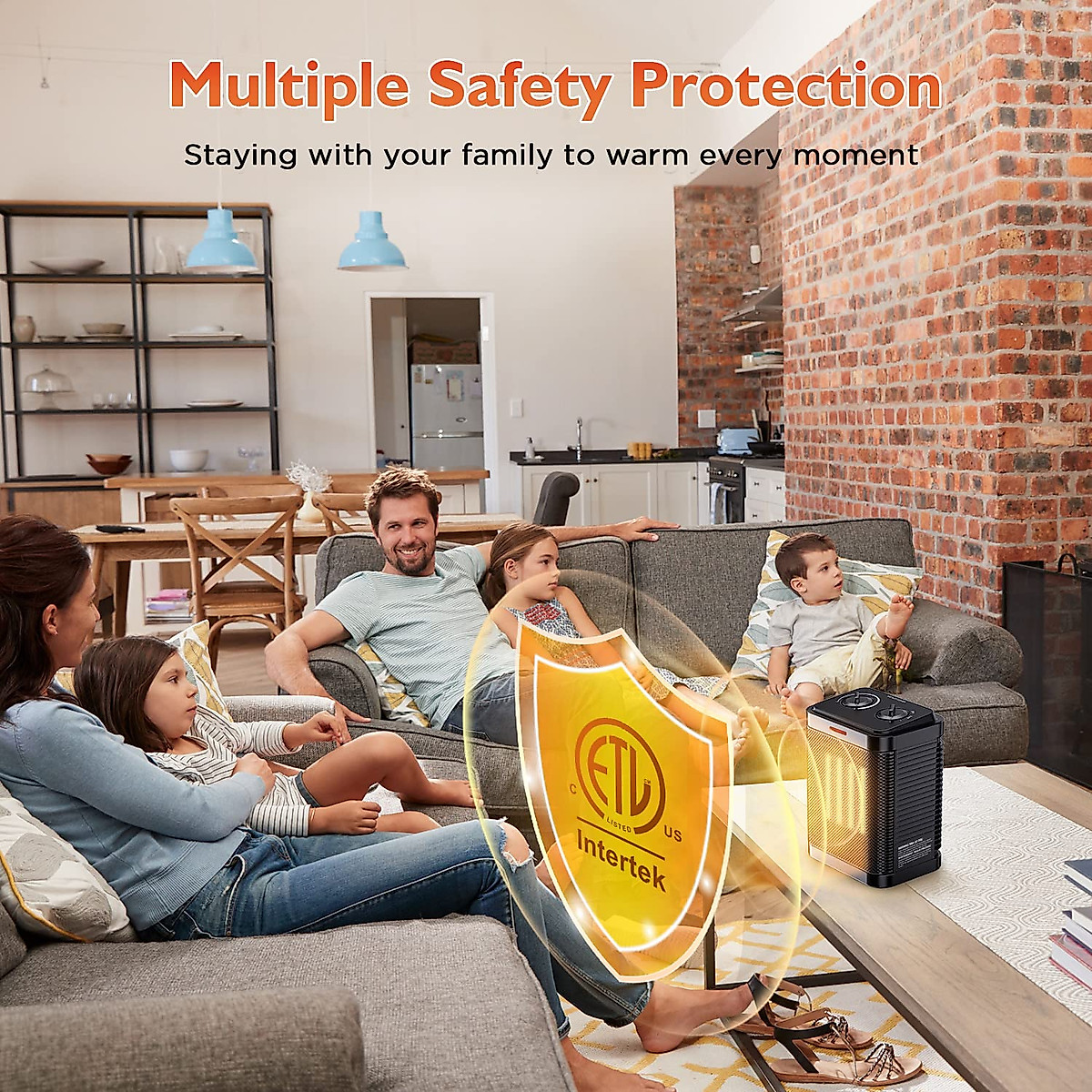 Faryuan Space Heater, Portable Electric Ceramic Heater, Small Space Heater with Thermostat, 2S Fast Heating, Overheating & Tip-Over Protection, 1500W Heater for Indoor Use, Office, Home