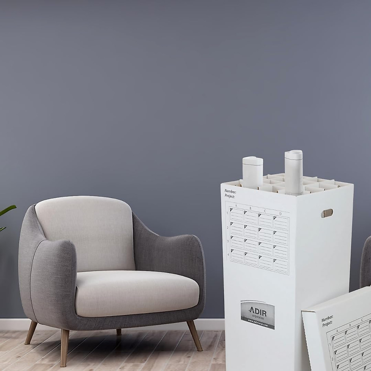 Adir Cardboard Roll File Storage Organizer - Vertical File Sorter - Blueprint, Poster, Plans, Gift Wrap, And Map Holder Station-16 Slots (for Rolls up to 37 Inches Long)