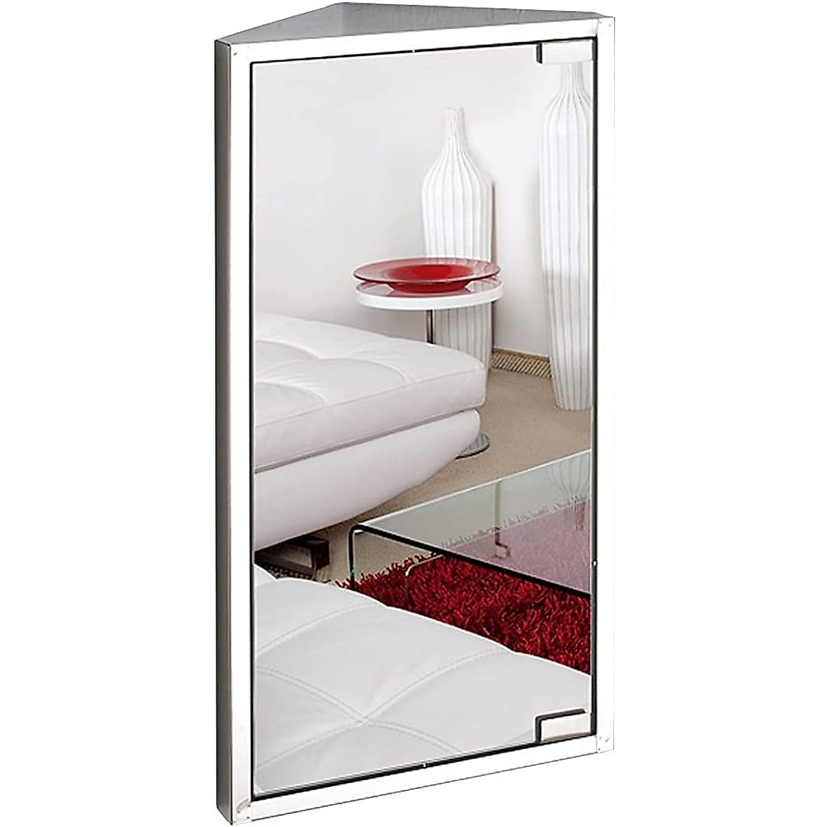 TEmkin Mirror Cabinets Triangular Bathroom Storage Cabinet Wall-Mounted Wall-Mounted Medicine Cabinet Brushed Stainless Steel Three-Layer Shelf with Mirror