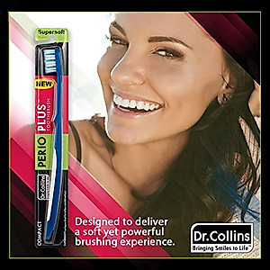 Dr. Collins Perio Plus Compact Toothbrush, (Colors Vary) (Pack of 2)