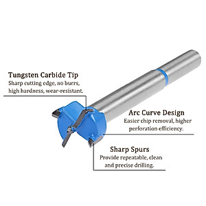 Kozelo 2pcs Forstner Drill Bits - [17mm] Tungsten Carbide Auger Opener for Wood Furniture Hinge Woodworking Use, Round Shank, Dark Blue
