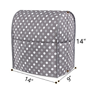 Luxja Dust Cover Compatible with 4.5-Quart and 5-Quart Stand Mixer, Cloth Cover with Pockets for Stand Mixer and Extra Accessories, Gray Dots