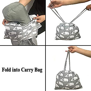 Soft Pillow Attached 2-in-1 Shopping Cart and High Chair Cover for Baby~Padded~Fold'n Roll Style~Portable with Free Carry Bag (Elephant)
