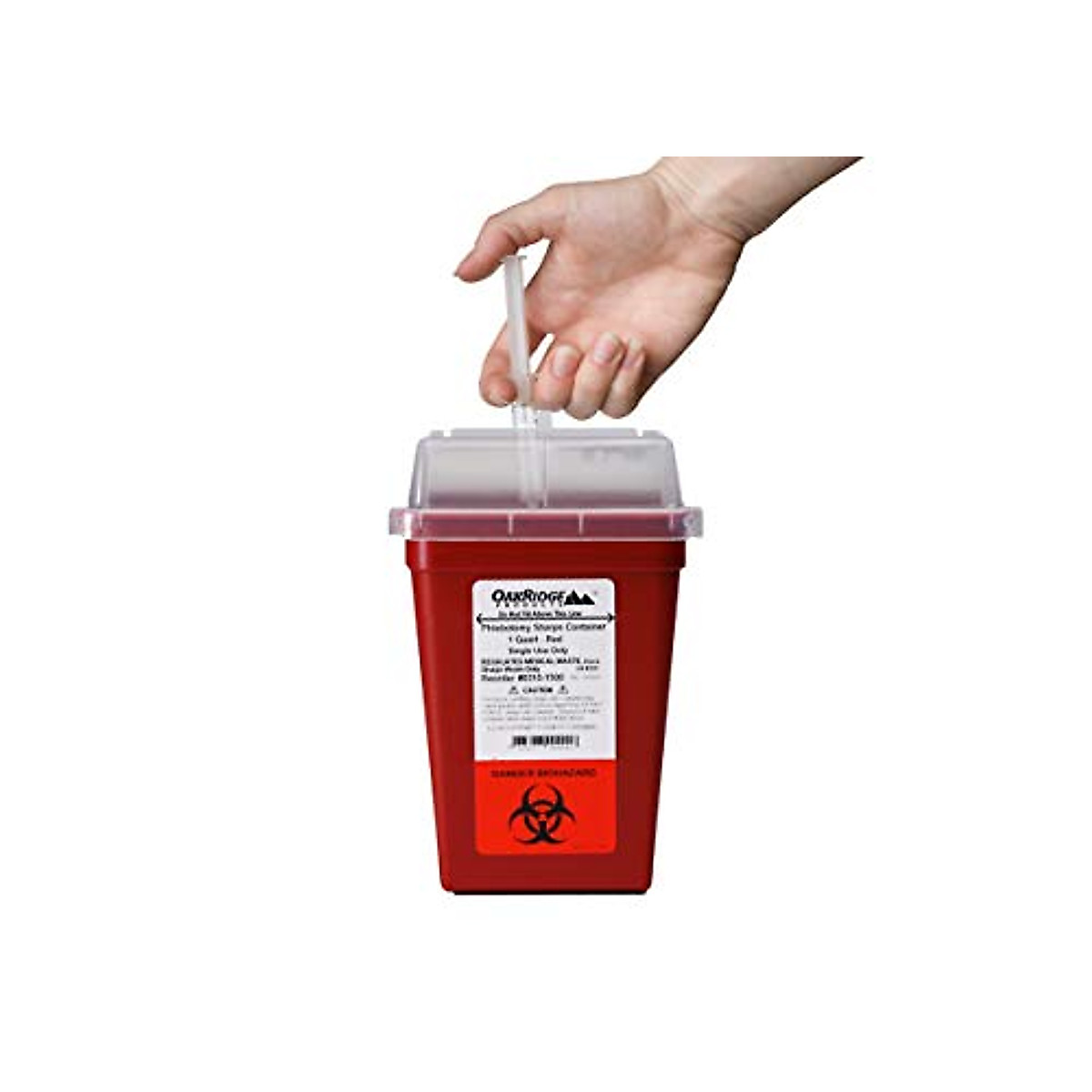 OakRidge Products 1 Quart Size Sharps and Biohazard Disposal Container,