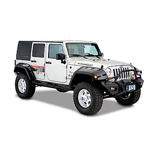 Bushwacker Max Coverage Pocket/Rivet Style Rear Fender Flares | 2-Piece Set, Black, Textured Finish | 10044-02 | Fits 2007-2018 Jeep Wrangler JK Unlimited