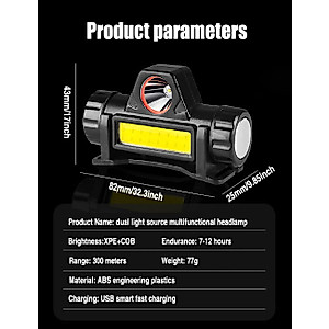 MyToolGift 2 Packs LED Headlamps, Portable, Long Range, Rechargeable, High Lumen, Battery Powered