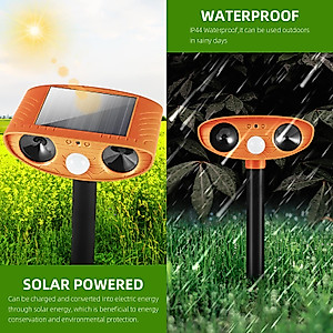 2024 Upgraded Solar Ultrasonic Animal Repellent Outdoor, 2 Pack Ultrasonic Cat Repellent with Motion Sensor Flashing Light Raccoon Repellent Deer Repellent Squirrel Repellent Coyote Deterrent and More