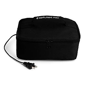 HOTLOGIC Mini Portable Oven, Food Warmer Electric Lunch Box with Wall Plug, Mini Personal Heated Lunch Box for Cooking and Reheating Meals in Office, Travel, Potlucks, Hotel, Home Kitchen (Black)