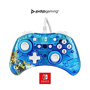 PDP Rock Candy Wired Gaming Switch Pro Controller - Zelda Breath of the Wild - Blue - Official License Nintendo - OLED / Lite Compatible - Compact, Durable Travel Controller - See Through - Holiday Gifts